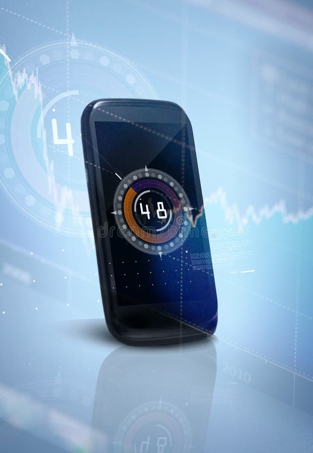 Smartphone and High Tech Background Stock Illustration - Illustration ...