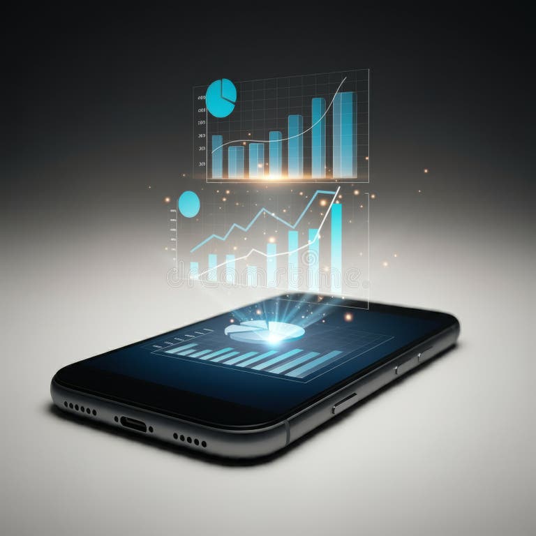 Smartphone with Holographic Business and Financial Data Visualization ...