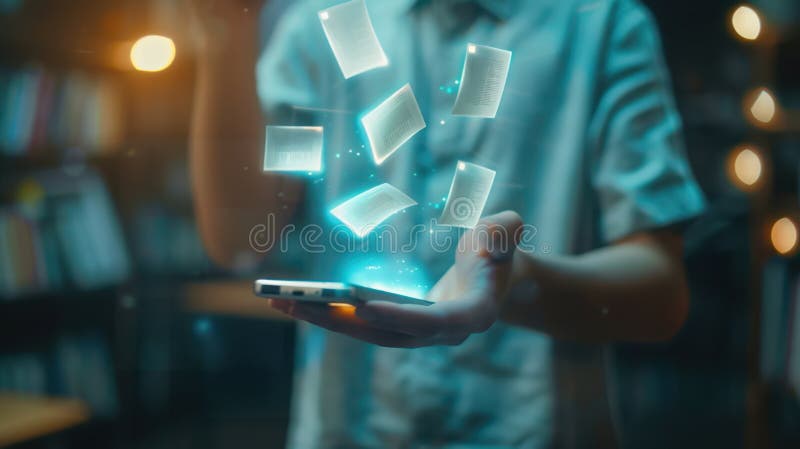 The Smartphone with Holographic Documents. AI Generated Stock Image ...