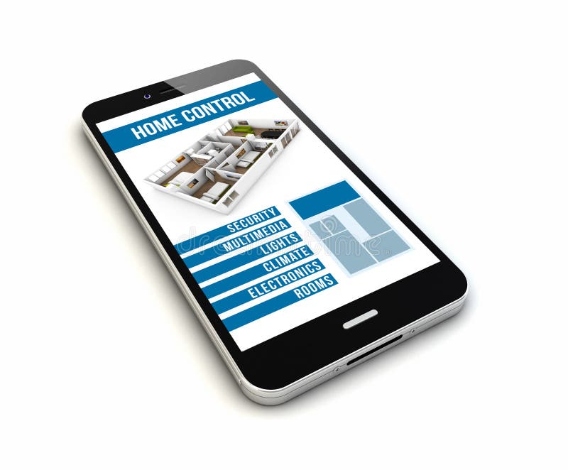 Smartphone Home Remote Control Render Stock Illustration - Illustration ...