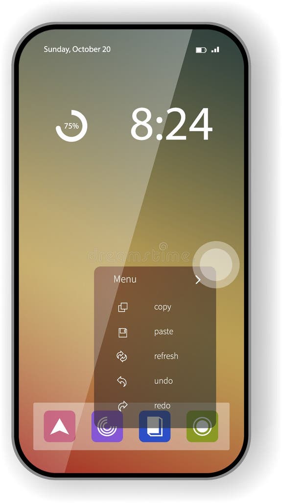 Smartphone Home Screen Interface with Gradient Background Featuring ...