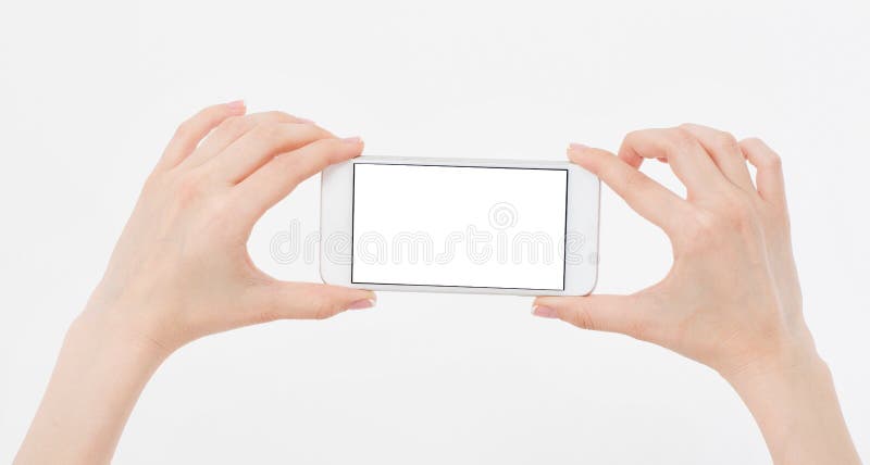 Smartphone Horizontal in Hand, Bezel less Modern Design White Version ...