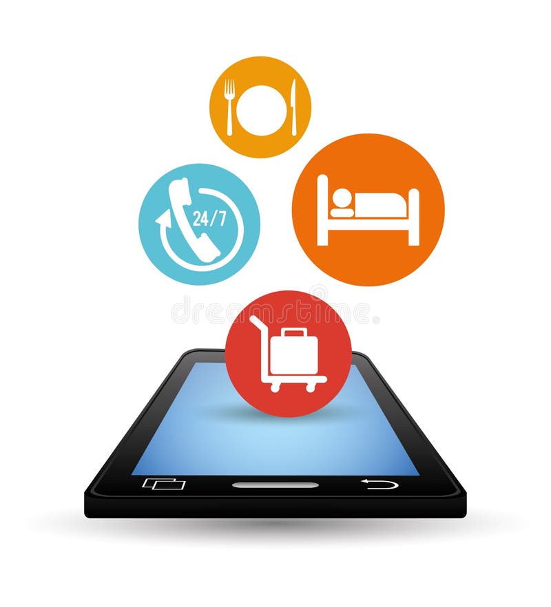 Smartphone and Hotel Digital Apps Design Stock Vector - Illustration of ...