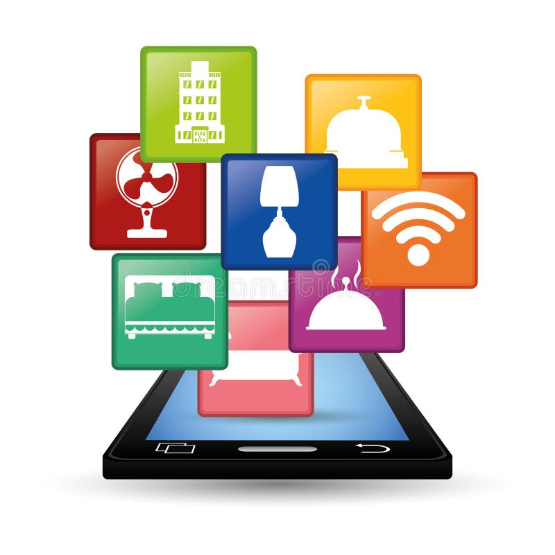 Smartphone and Hotel Digital Apps Design Stock Vector - Illustration of ...