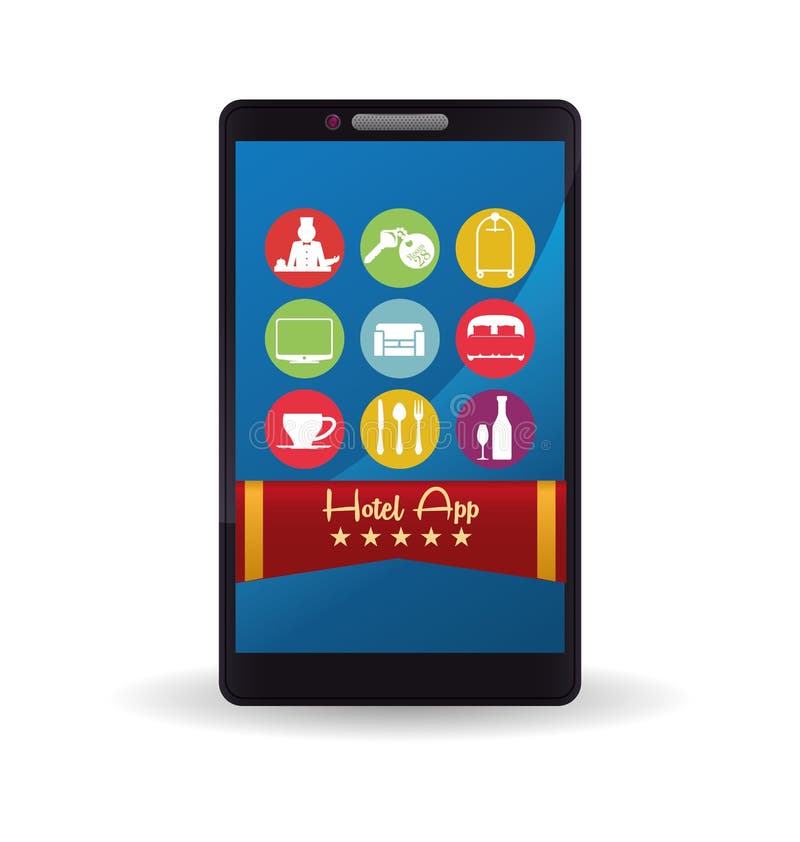 Smartphone and Hotel Digital Apps Design Stock Vector - Illustration of ...