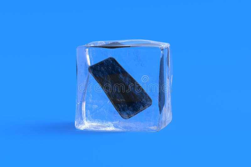 Smartphone in ice cube stock illustration. Illustration of cube - 260396917