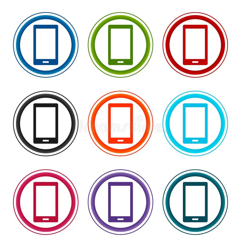Smartphone Icon Glassy Green Round Button Illustration Stock Vector ...