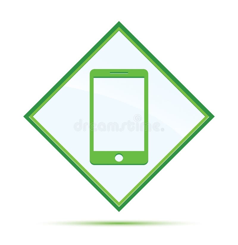 Smartphone Icon Modern Abstract Green Diamond Button Stock Illustration ...