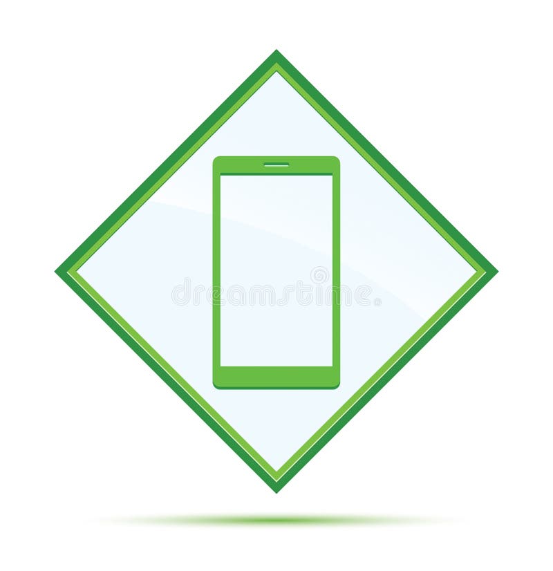 Smartphone Icon Modern Abstract Green Diamond Button Stock Illustration ...