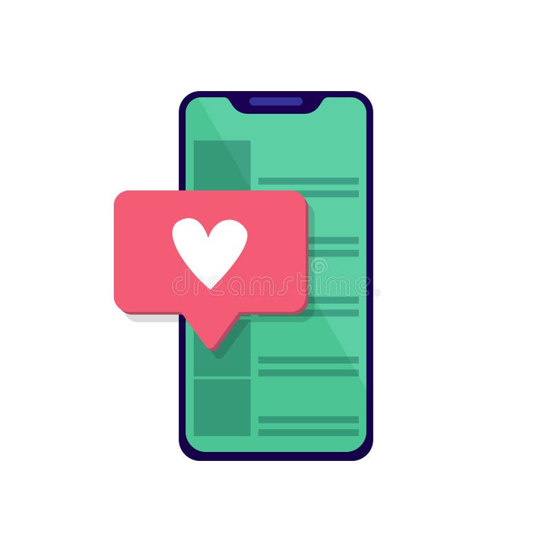 Smartphone Icon in a Modern Flat Style and Push Notifications. Vector ...