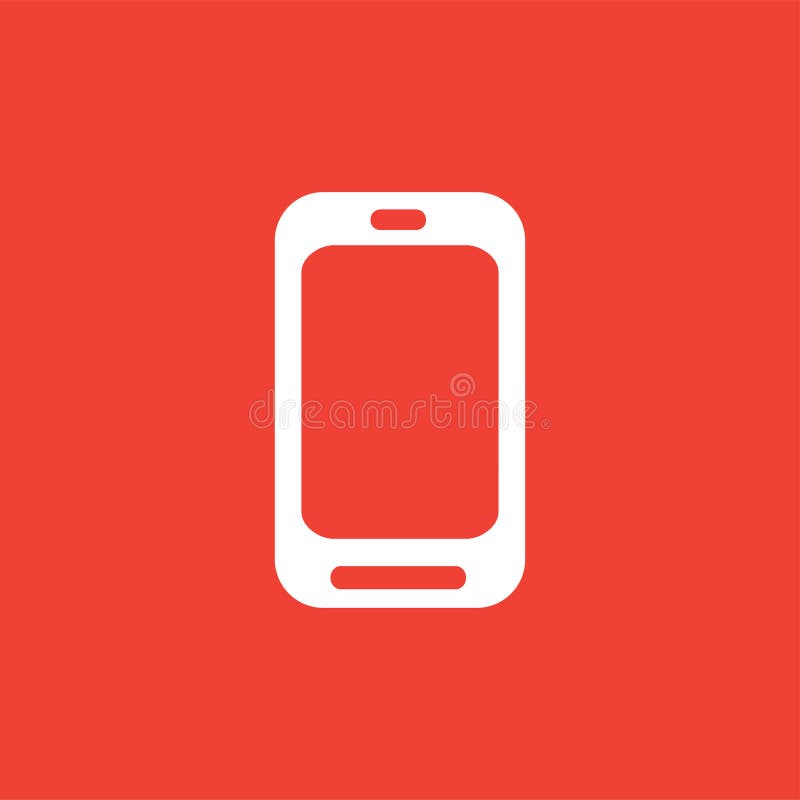 Smartphone Red Icon on White Background. Red Flat Style Vector ...