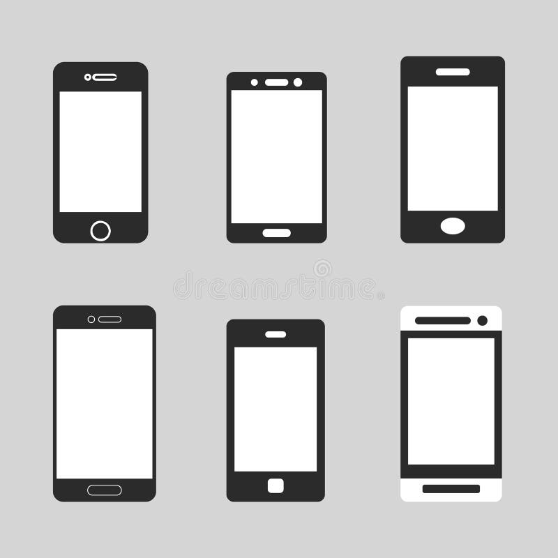 Smartphone icon set, stock vector. Illustration of mobility - 89244160