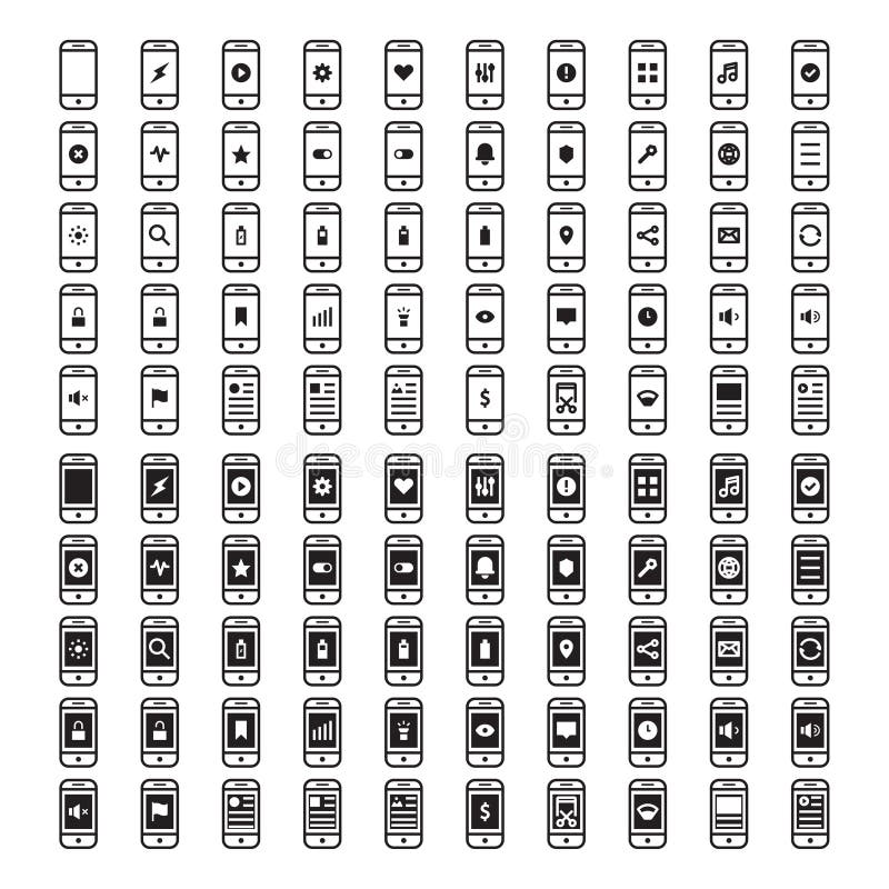 Smartphone Icon Set with Many Kind of Type Stock Vector - Illustration ...