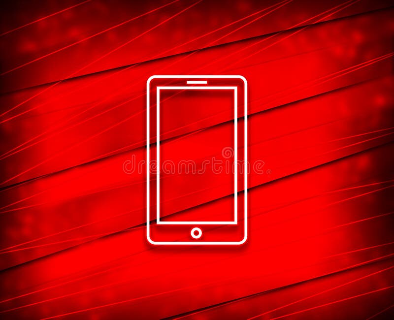 Smartphone Icon Shiny Line Red Background Illustration Stock ...