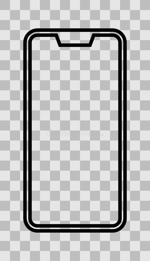Smartphone Icon Symbol - Black Simple Outlined with Notch, Bezel-less ...