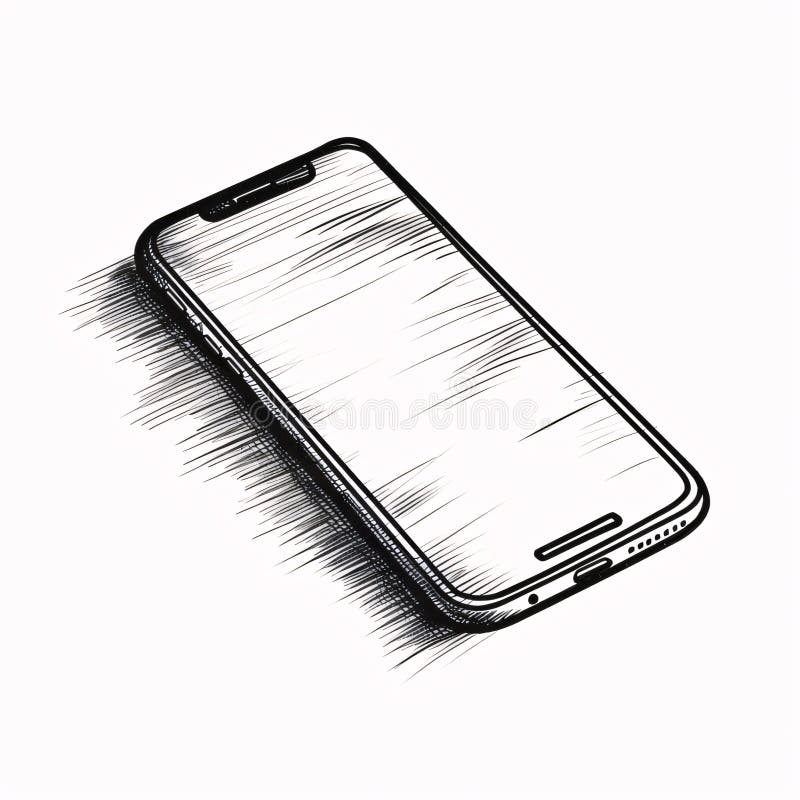 Smartphone Icon on White Background. Hand Drawn Sketch Stock ...