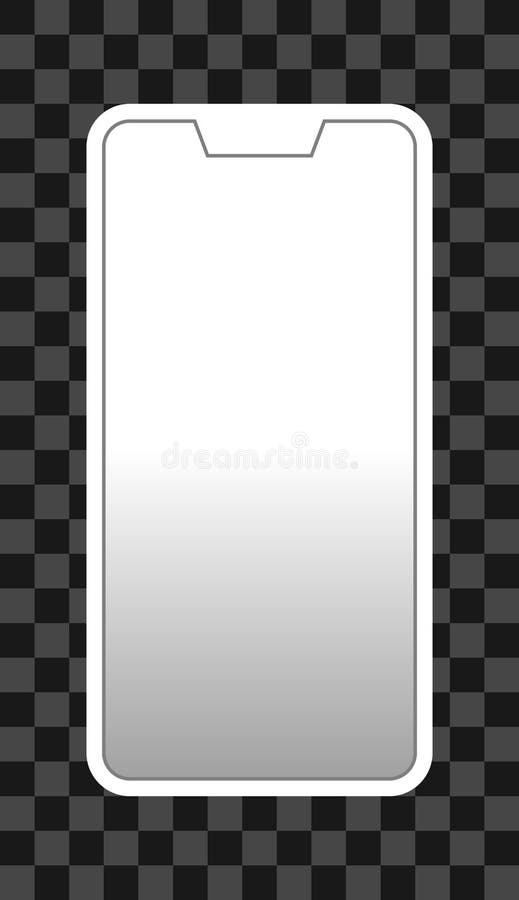 Smartphone Icon - White with Turned on White Gradient Screen with Notch ...