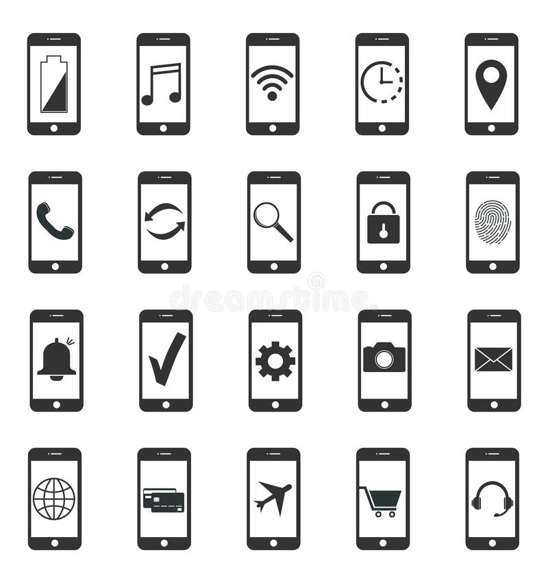 Smartphone Icons. Functions Smartphone Stock Illustration ...
