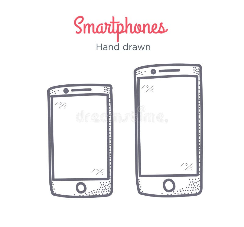 Smartphone Illustration. Hand Drawn Doodle Icon. Line Style. Stock ...