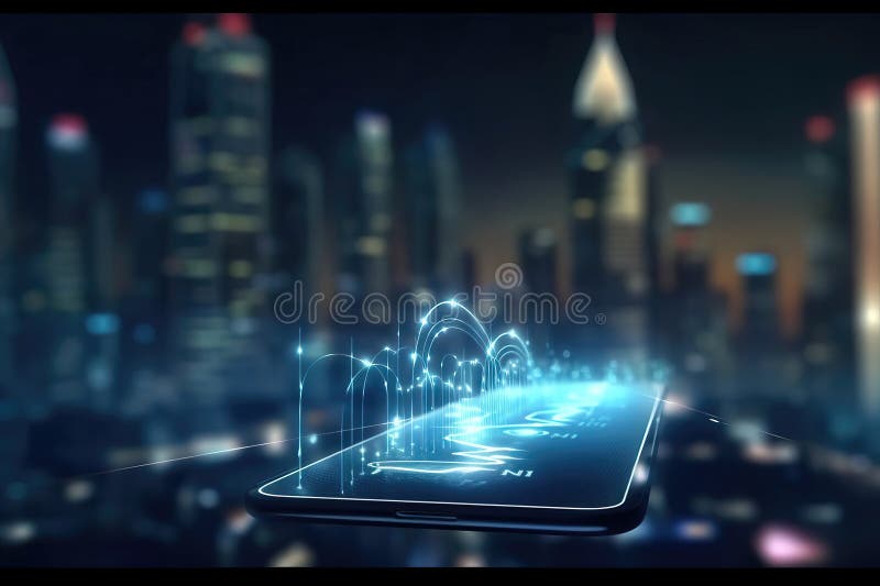 Smartphone with Illustration of Internet and 5G Communication ...