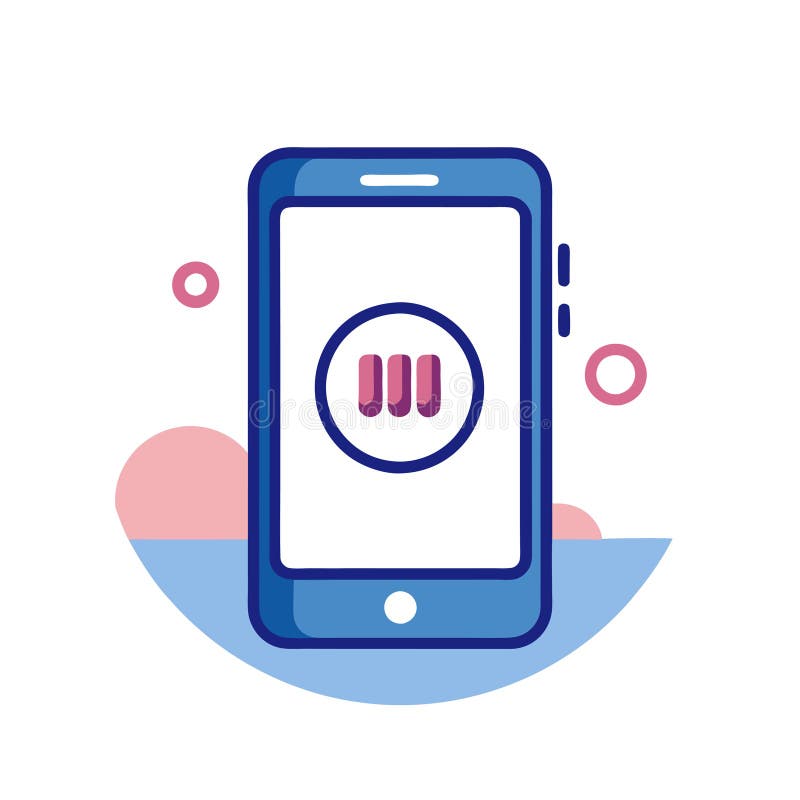 Smartphone Illustration with Striped Logo and Geometric Background ...