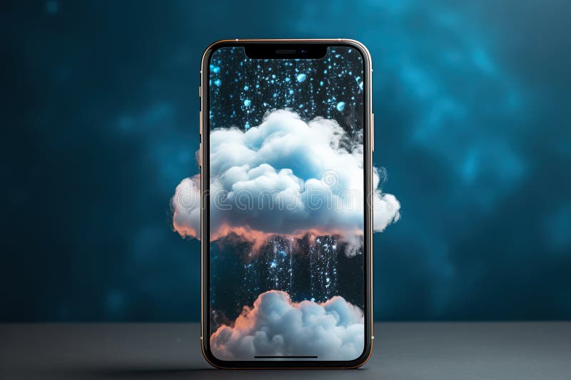 Smartphone with an Image of a Cloud on the Screen. Greening Concept ...