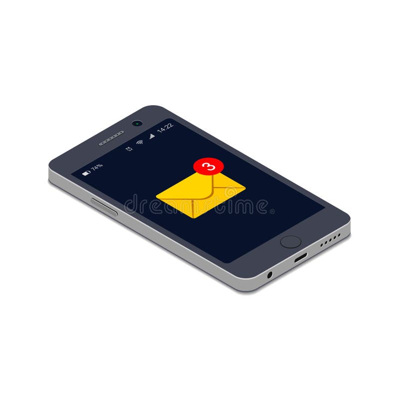 Two New Messages Icon with Notification. Envelope with Incoming Message ...