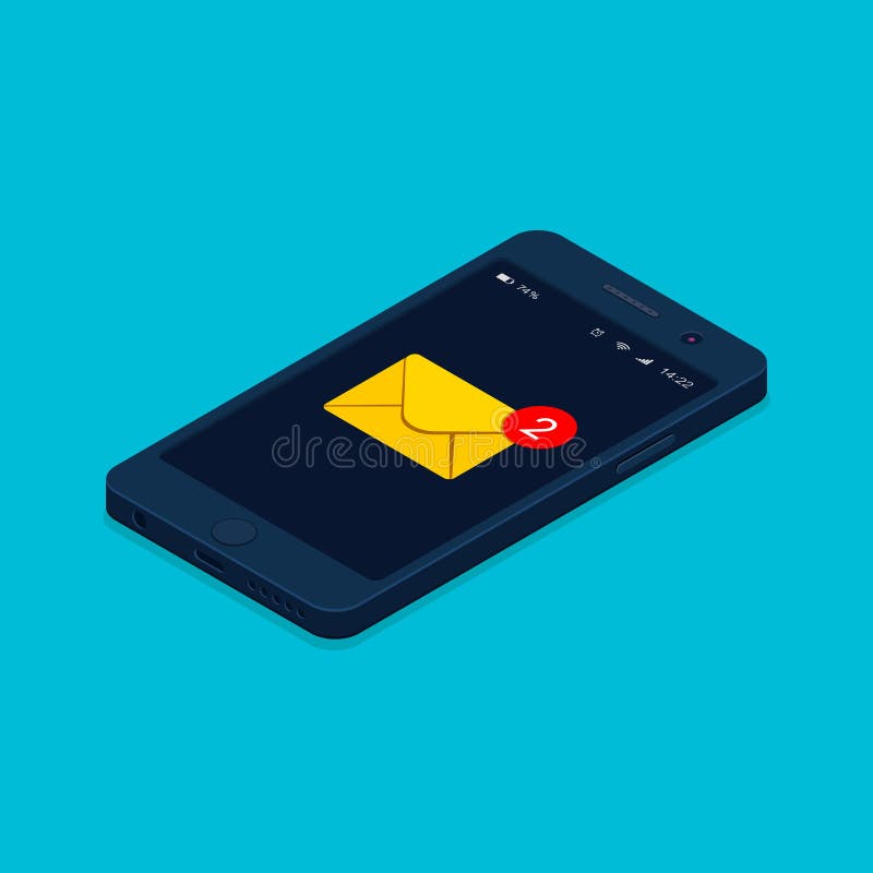 Two New Messages Icon with Notification. Envelope with Incoming Message ...
