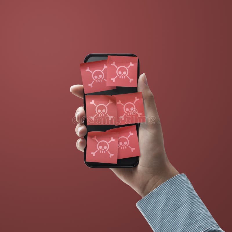 Smartphone Infected with Viruses and Malware Stock Photo - Image of ...