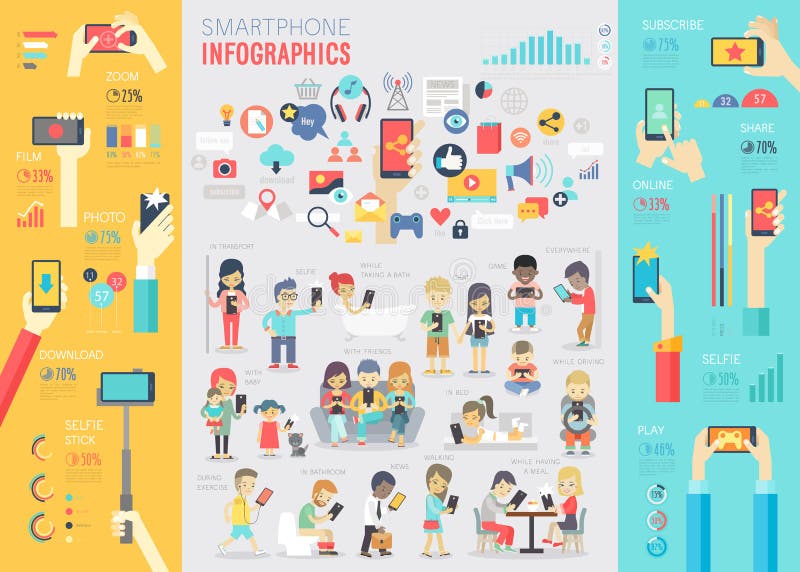 Smartphone Infographic Set with Charts and Other Elements. Stock Vector ...