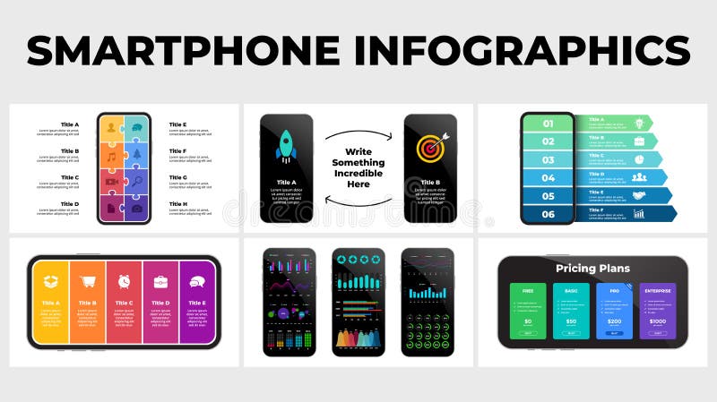 Smartphone Infographic Template Presentation. 6 Illustrations ...