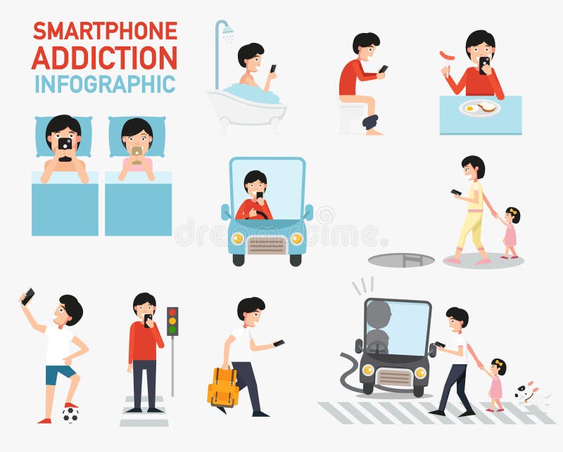 Infographic Over Smartphoneverslaving.vector Vector Illustratie ...