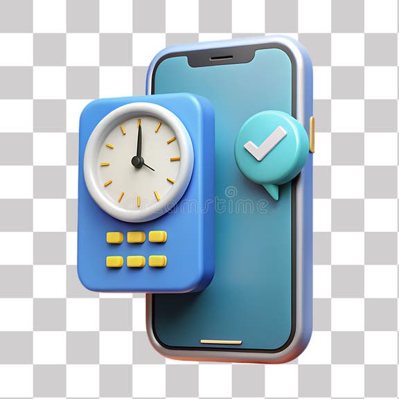 Smartphone Integration with Clock Interface and Confirmation Checkmark ...