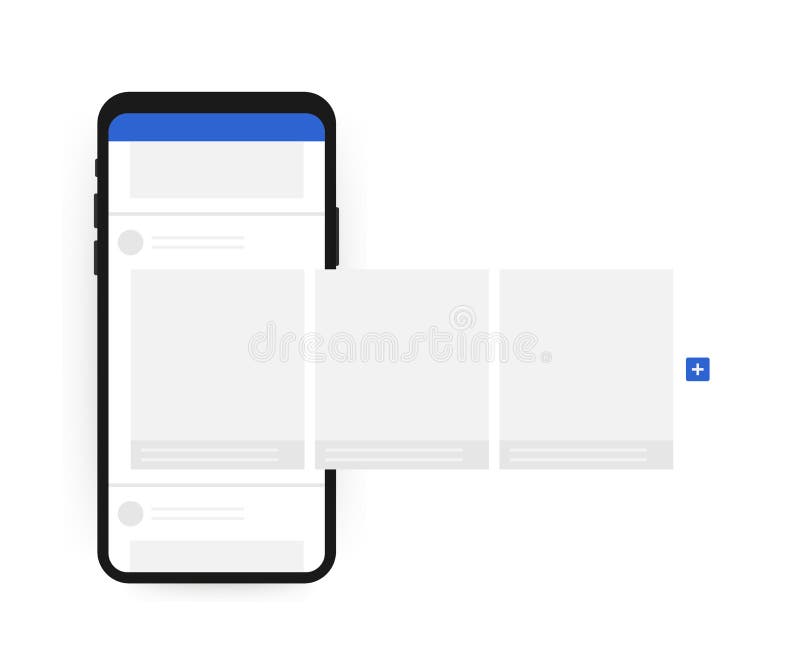 Smartphone with Interface Carousel Post on Social Network. Vector Stock ...