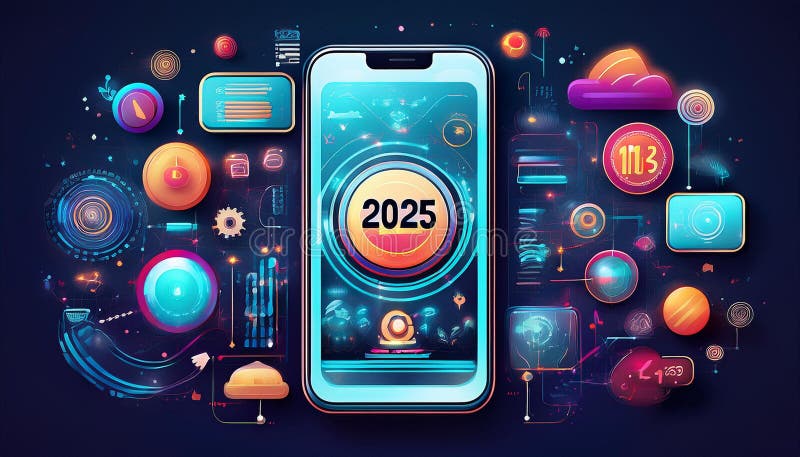 Smartphone Interface: 2025 Futuristic Tech Design Stock Illustration ...