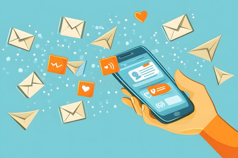 Smartphone Interface Showing Email and Social Notifications with ...