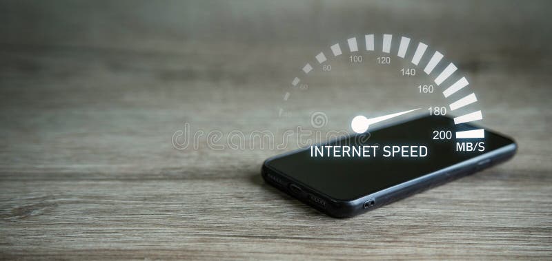 Smartphone with a Internet Speedometer. Speed. Technology Stock Photo ...