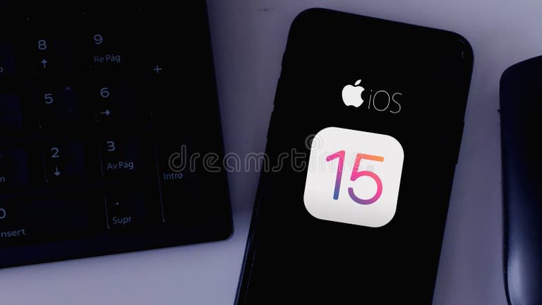 Smartphone with the IOS 15 Logo that Will Be the Next Mobile Operating ...