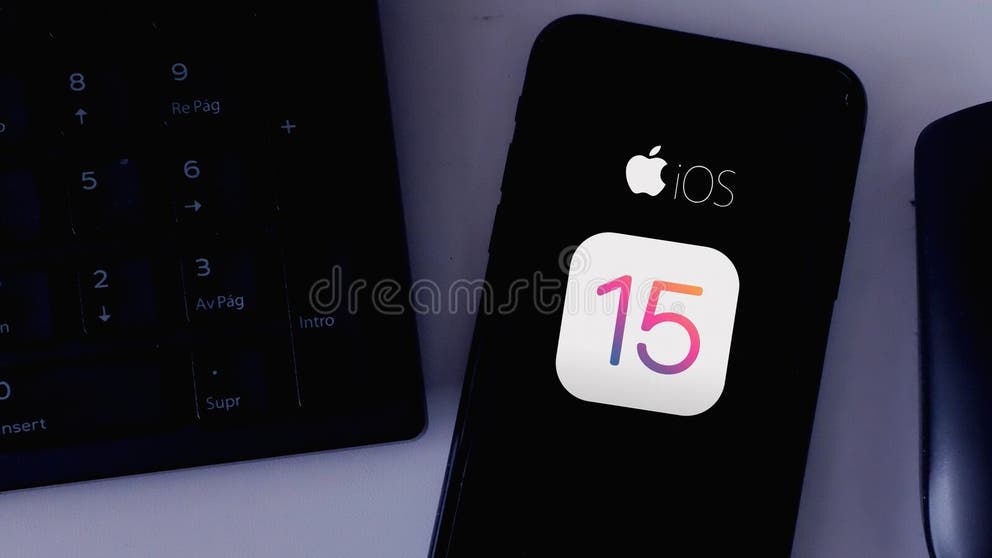Smartphone with the IOS 15 Logo that Will Be the Next Mobile Operating ...