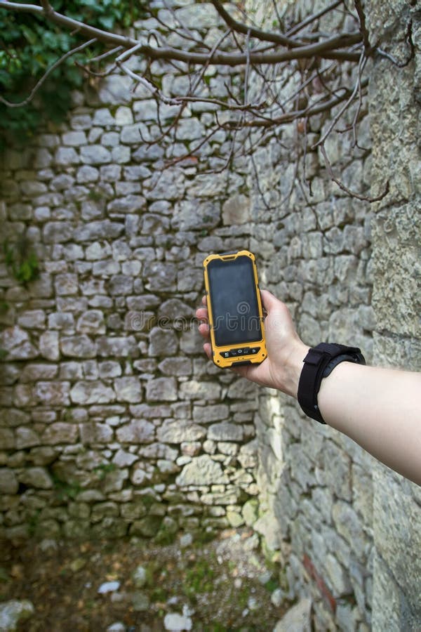 Smartphone is Ip68 Protected Stock Image - Image of mobile, brick ...