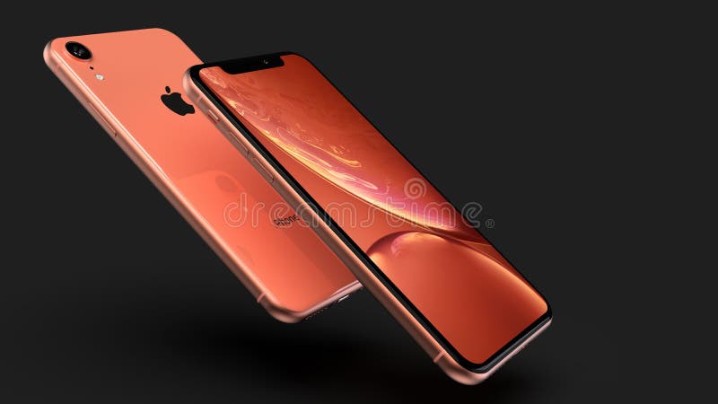 Dynamic Composition of IPhone XR Coral Front and Back Editorial Stock ...