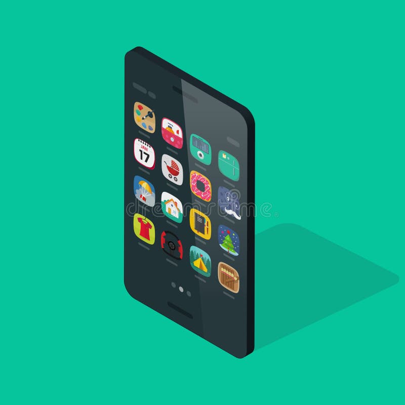 Smartphone in Isometric View. Simple Flat Illustration. Stock Vector ...