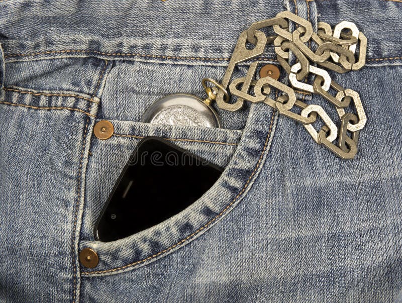 Smartphone Jeans Watch Pocket. Stock Image - Image of clock, minute ...