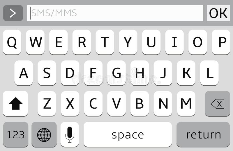 Smartphone Keyboard, Mobile Phone Keypad Vector Mockup. Stock Vector ...