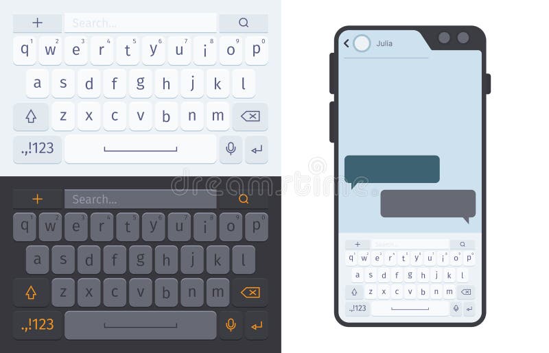 Smartphone Keyboard. Numbers and Letters for Smartphone Ui Dark and ...
