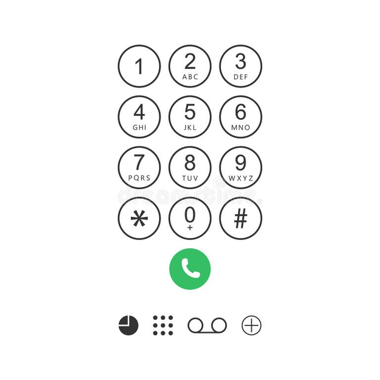 Smartphone Keypad. Numbers with Dial on Phone Screen for Call ...