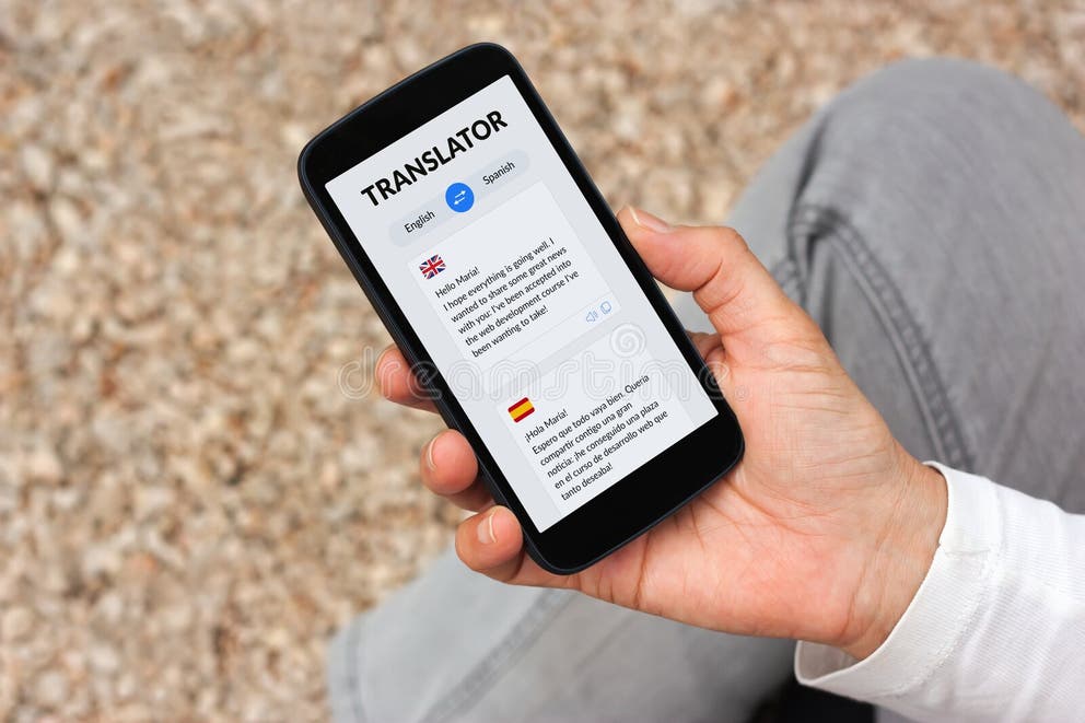 Smartphone with Language Translator App on Screen Stock Photo - Image ...