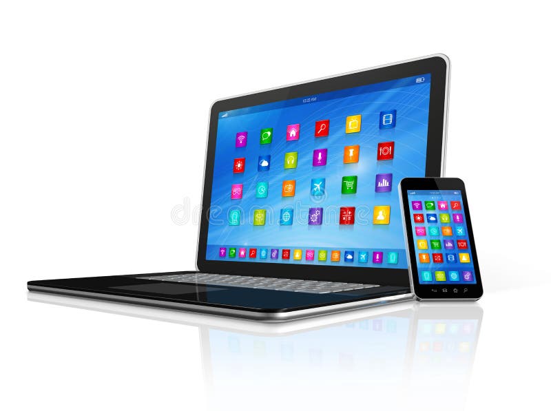 Laptop, Mobile Phone and Digital Tablet Pc Stock Illustration ...