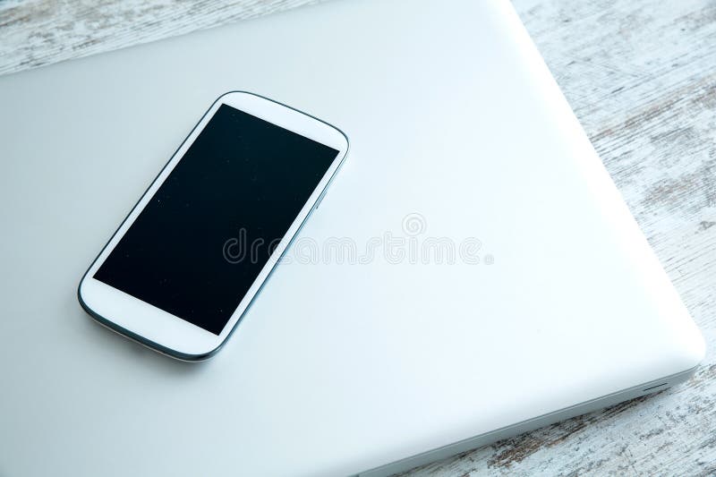Smartphone and a Laptop Computer Stock Image - Image of laptop ...