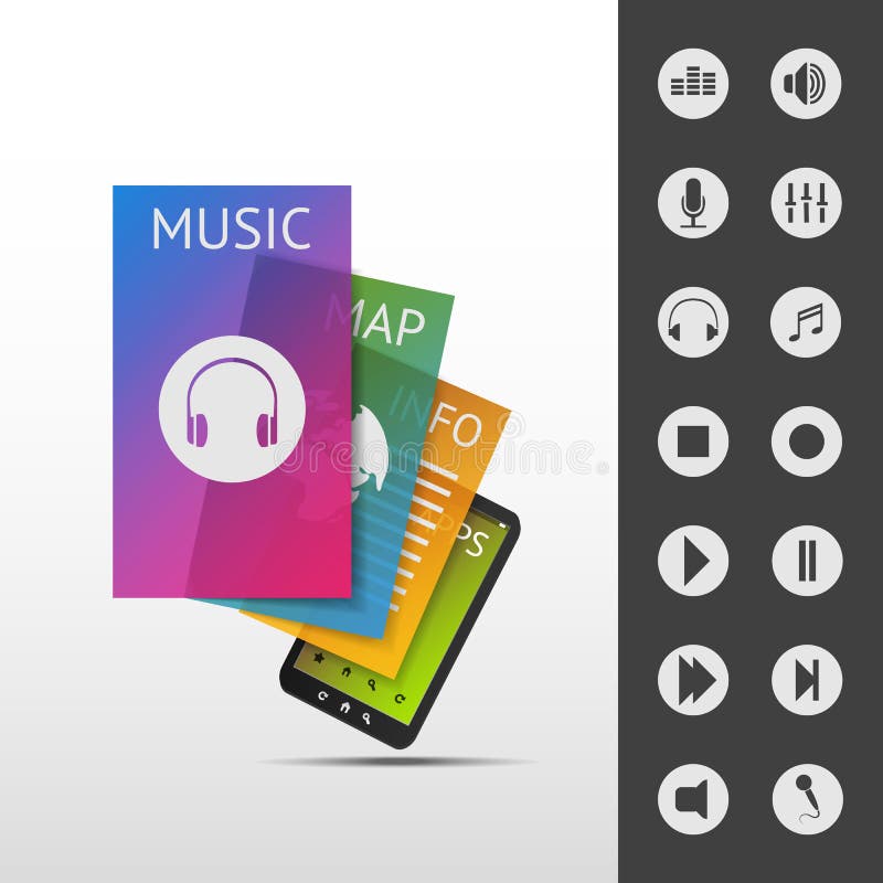 Smartphone with Layers and Icons Stock Vector - Illustration of icons ...